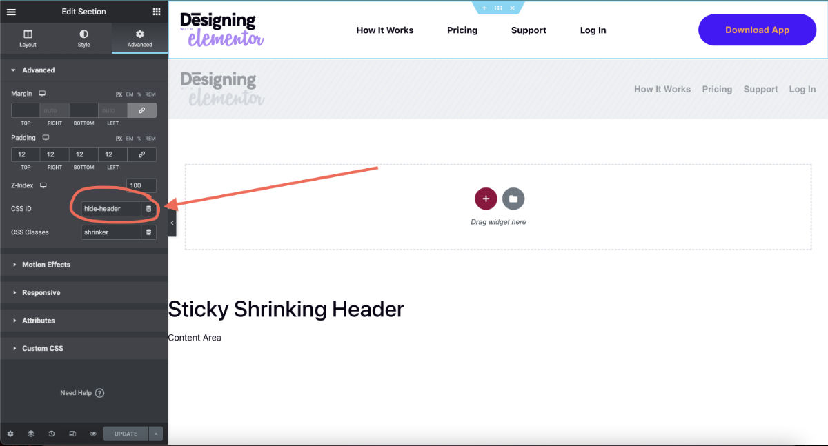 Hide and Show Header On Scroll With Elementor Sticky Headers