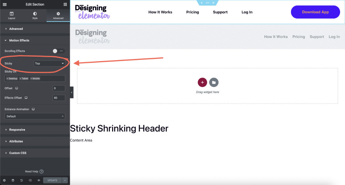 Hide and Show Header On Scroll With Elementor Sticky Headers