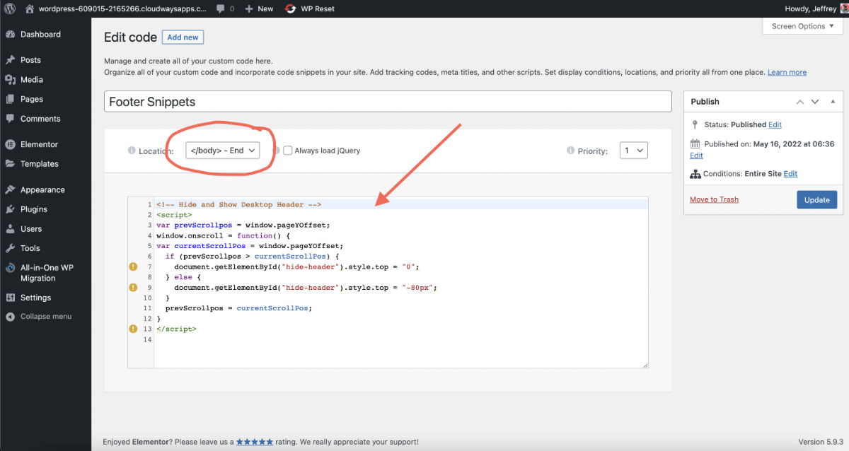 Hide and Show Header On Scroll With Elementor Sticky Headers