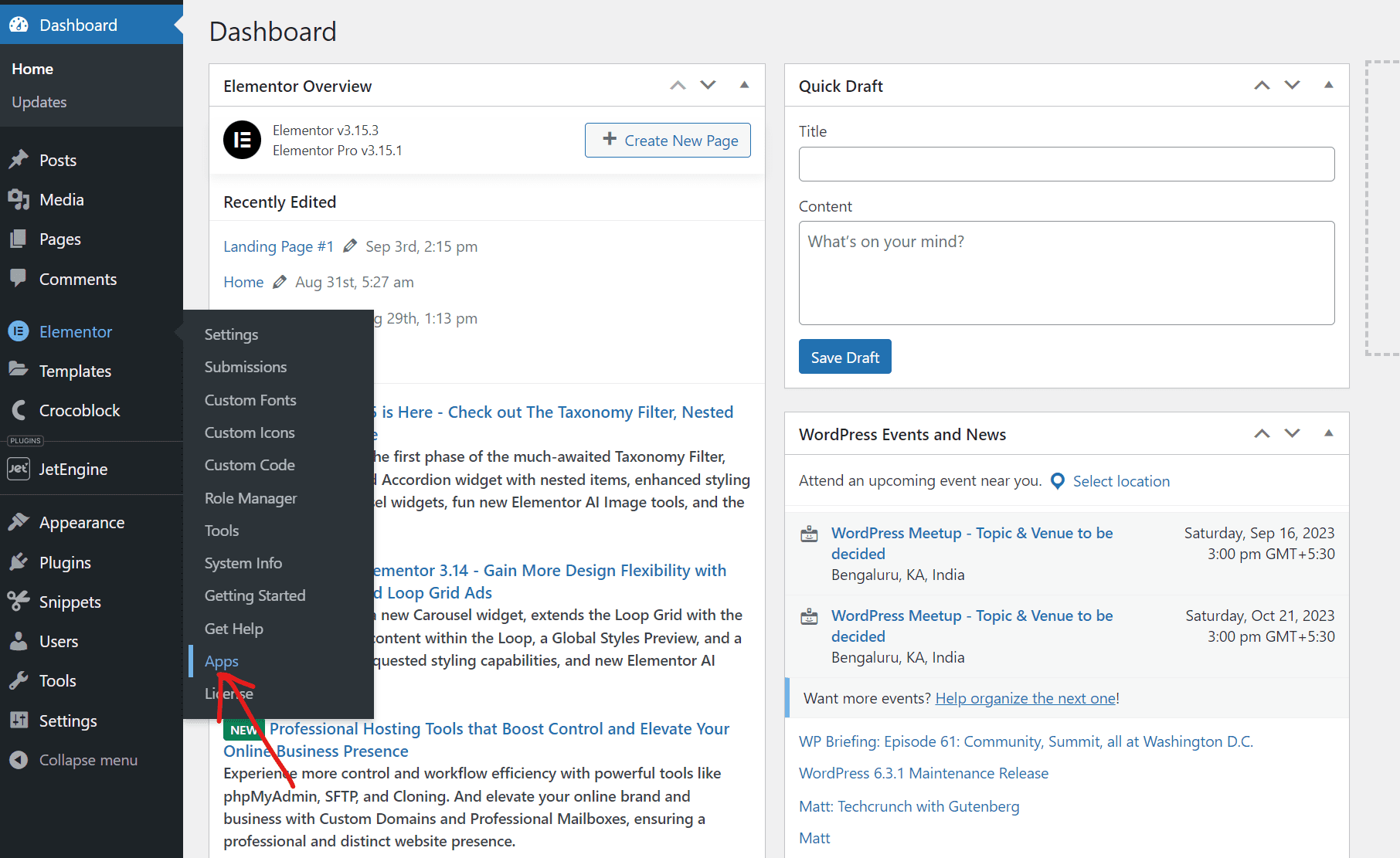 Hide the New Elementor Apps Page & Ads