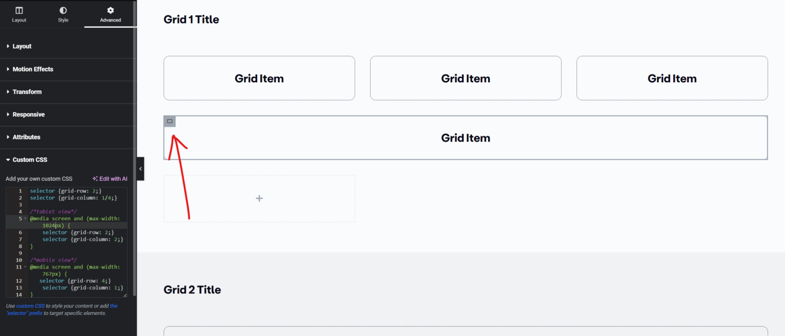 Create Complex Grid Layouts using Elementor Grid Containers
