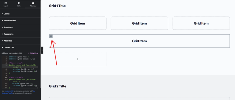 Create Complex Grid Layouts using Elementor Grid Containers