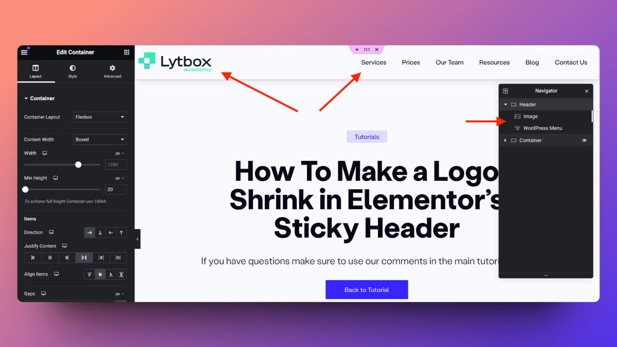 How To Shrink A Logo On Scroll With Elementor Sticky Headers